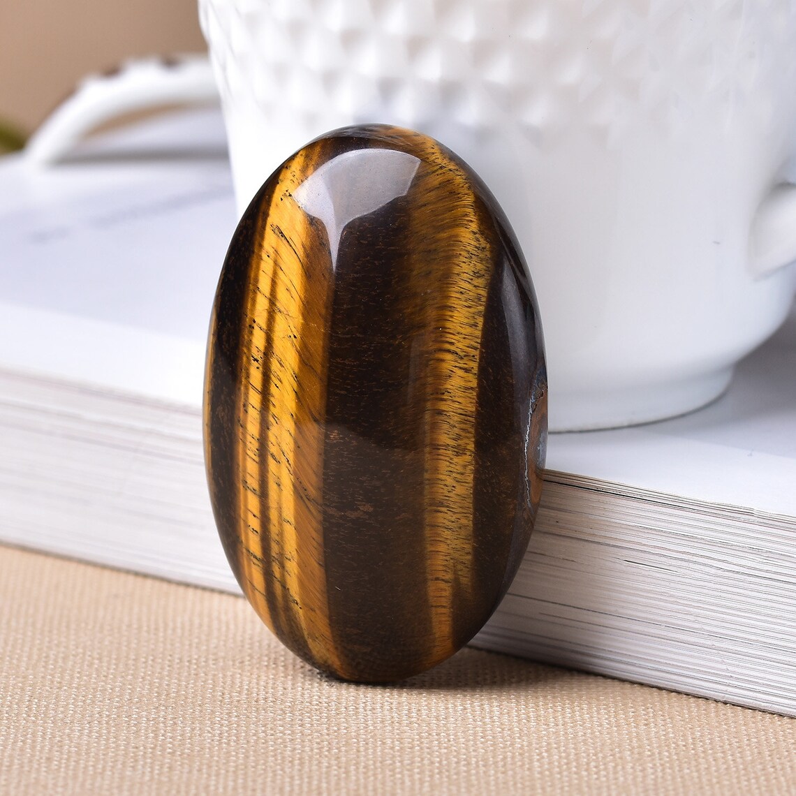 Yellow Tiger's Eye Palm Stone Quartz Healing Crystal | Etsy