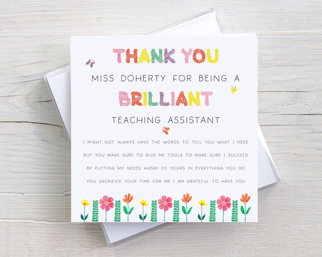 Personalised Teaching Assistant Thank You Card | Classroom Assistant ...