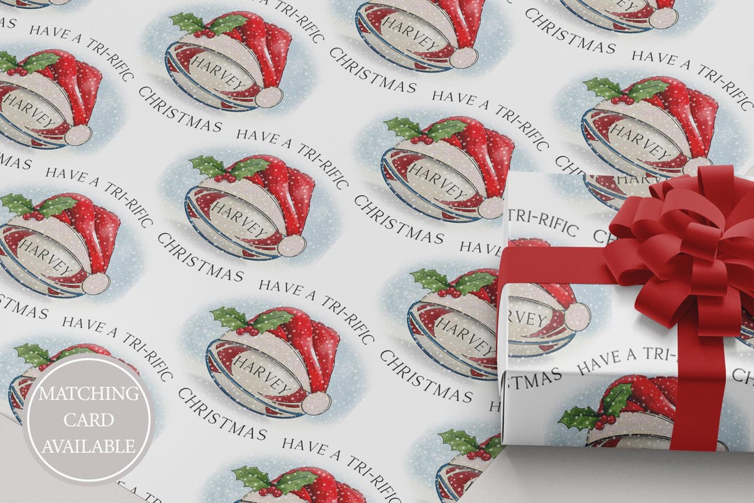 Christmas Rugby Gift Wrapping Paper, Personalised Rugby Christmas ...