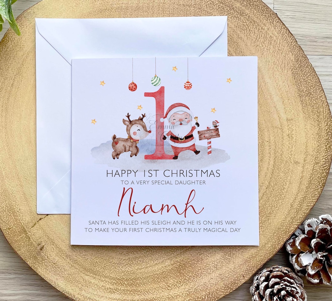 Personalised Baby's First Christmas Card Baby's 1st - Etsy