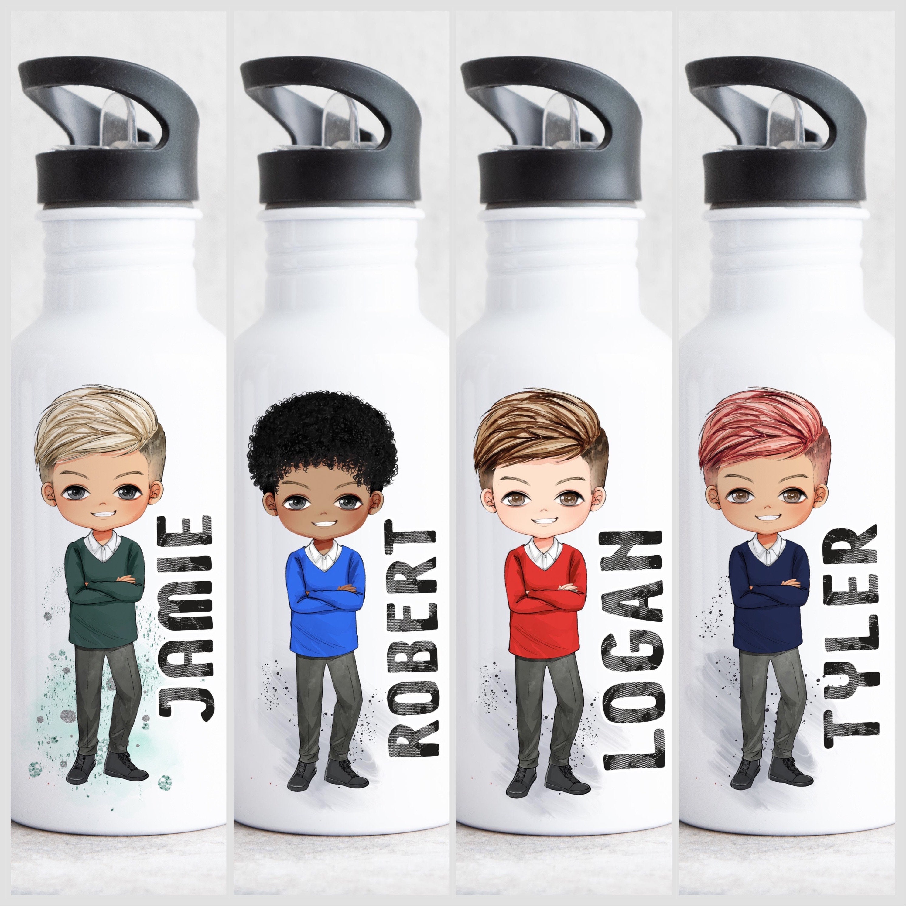 Personalised Boy's Water Bottle, Back to School Water Bottle, 600ml ...