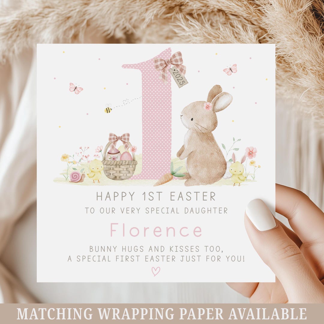 First Easter Card, Baby Girl's First Easter, Personalised Happy 1st ...