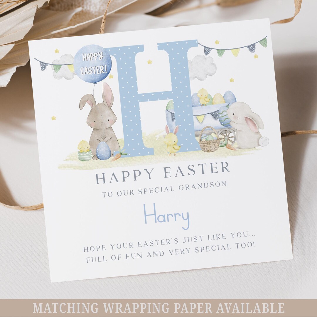 Boy's Easter Card, Personalised Happy Easter Card for Son, Grandson ...