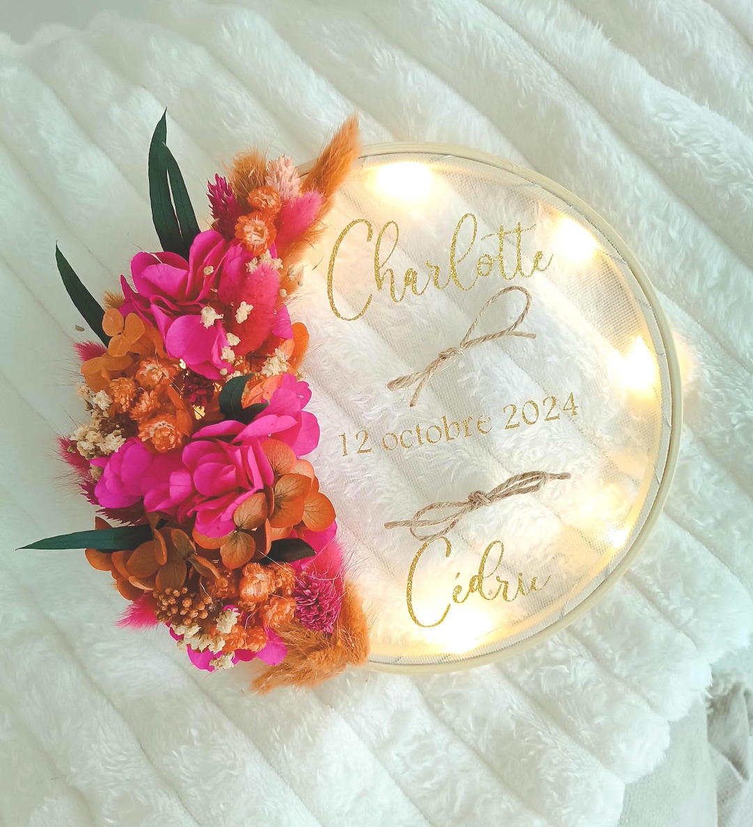 Personalized Wedding Ring Holder in Dried Fuchsia and Terracotta ...