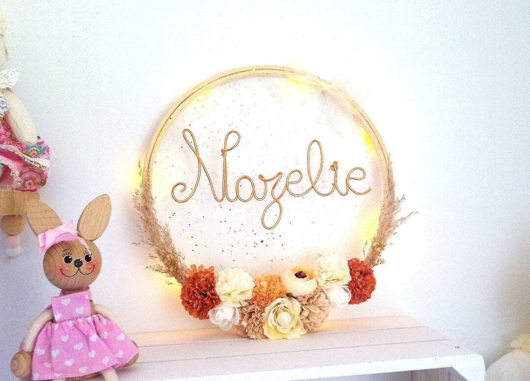 First Name Crown, Baby Room Decoration, Birth Gift, Flower Crown ...
