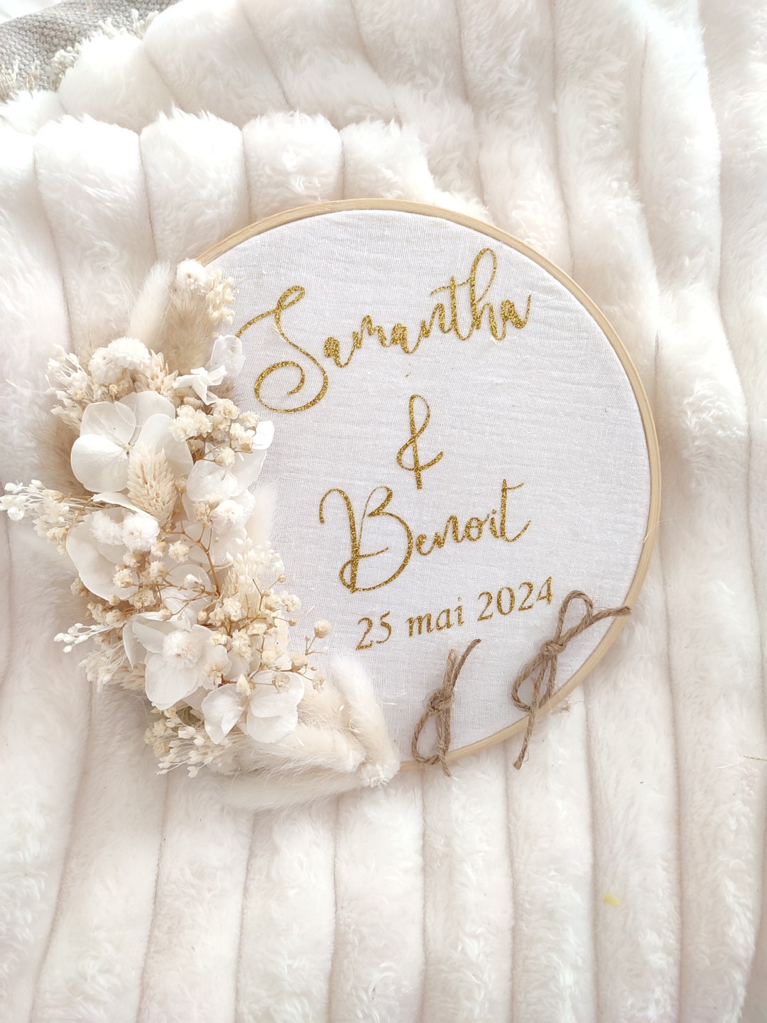 Porte alliance mariage personnalisé en fleurs séchées, porte alliance ...