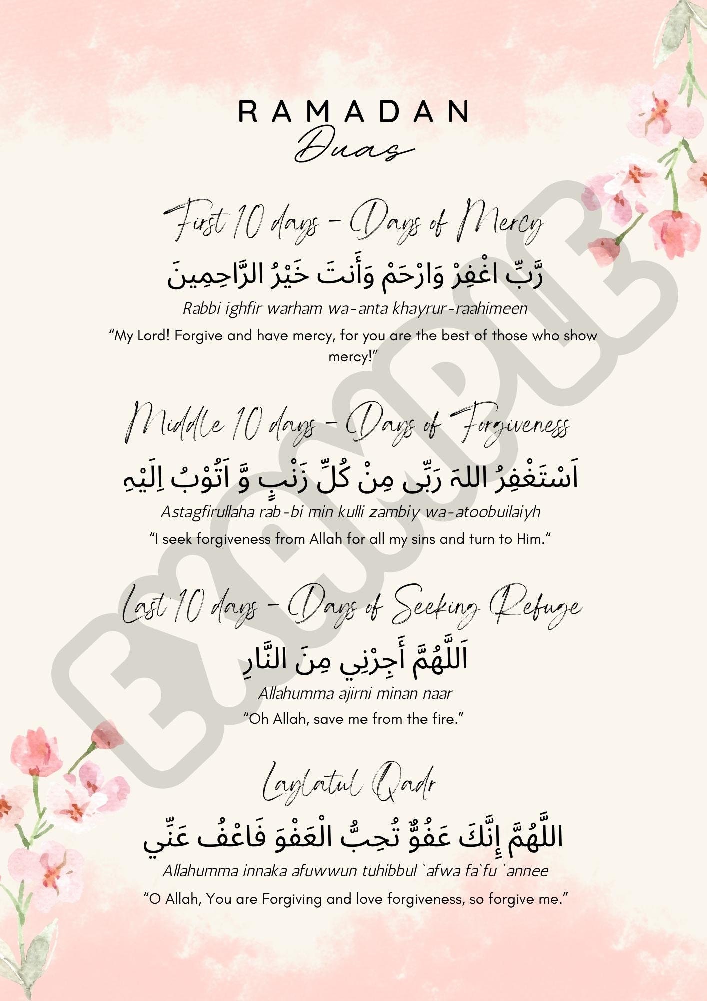 Ramadan Duas Digital Download Printable | Ramadan Decor | Ramadan Gift ...