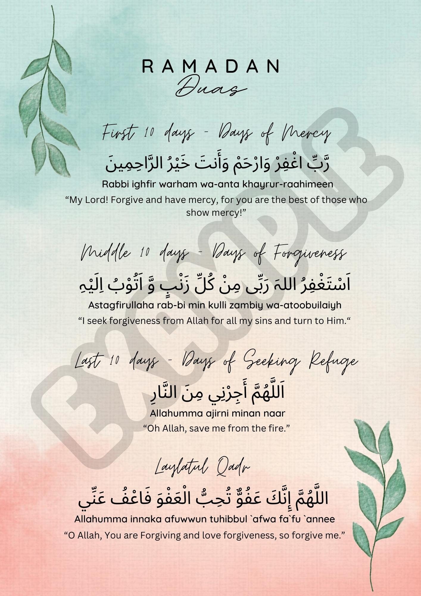 Ramadan Duas Digital Download Printable | Ramadan Decor | Ramadan Gift ...