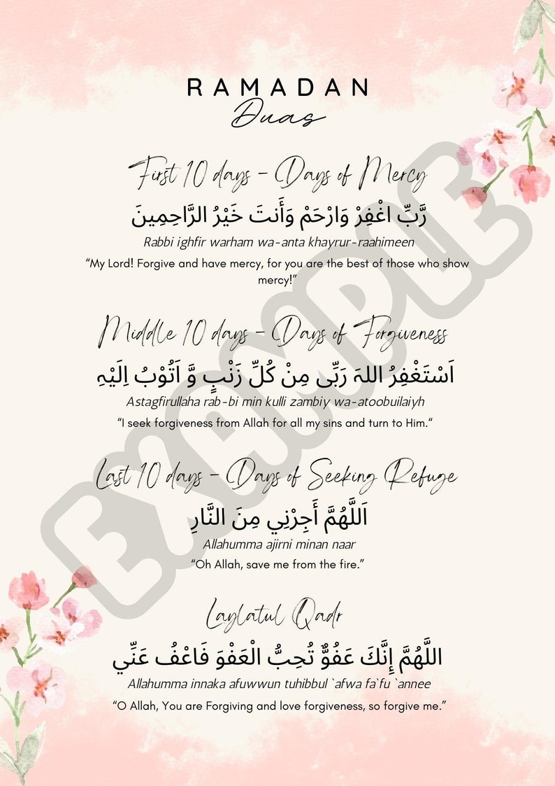 Ramadan Duas Digital Download Printable | Ramadan Decor | Ramadan Gift ...