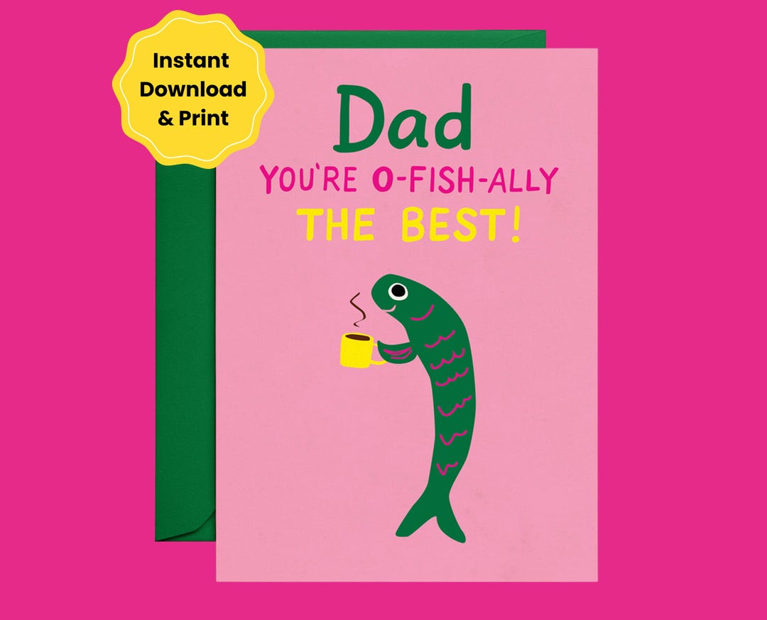 Funny Father's Day Card: Sardine Coffee Pun (digital Download) - Etsy