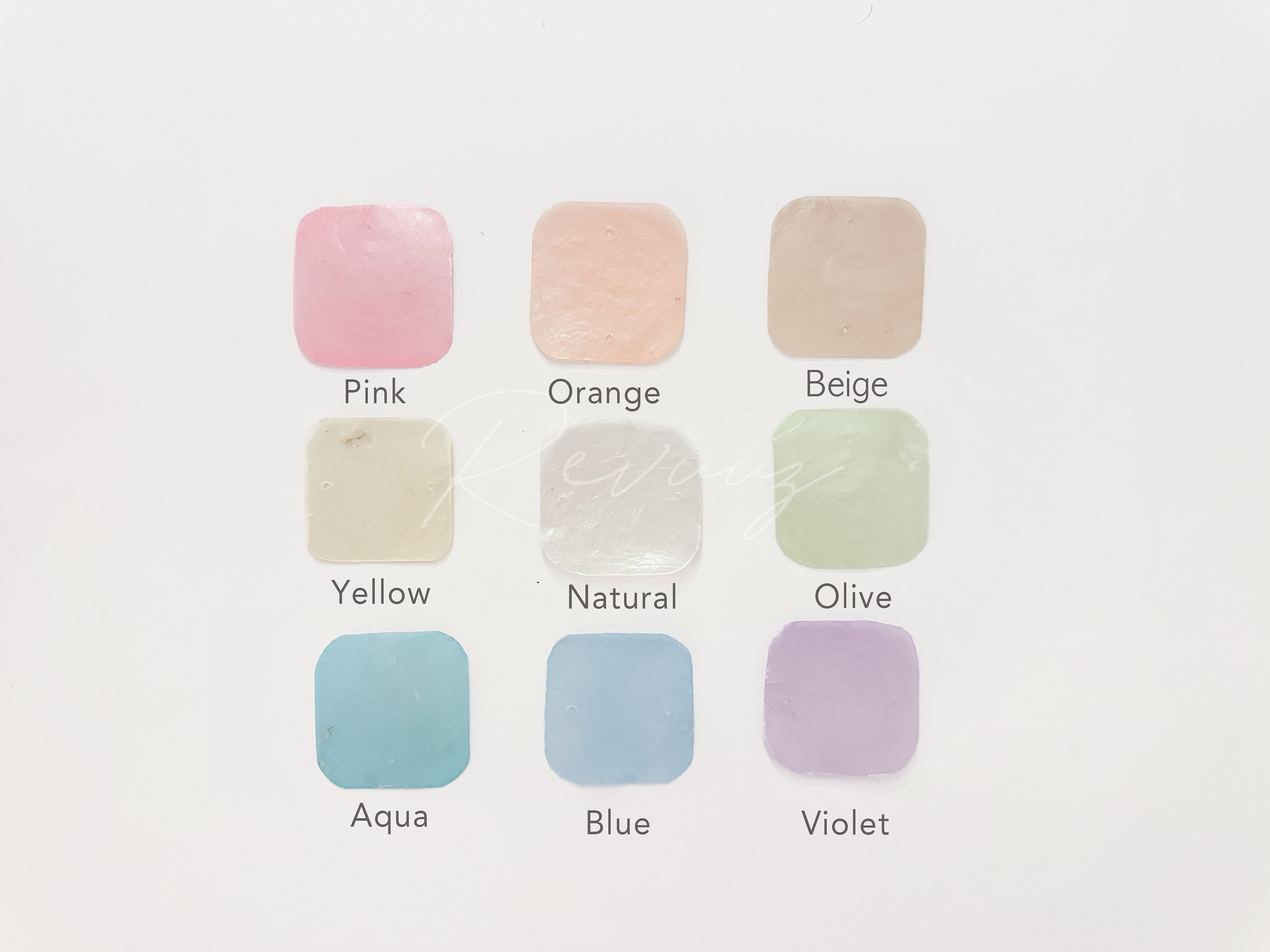 10 Square Capiz Shells Pastel Color / DIY Craft Supplies / Home Decor ...