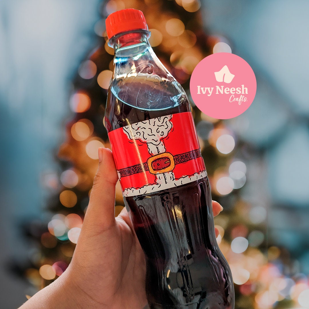 Etiquetas Botellas Navidad IMPRIMIBLES Ilustración Santa Botellas 500ml ...