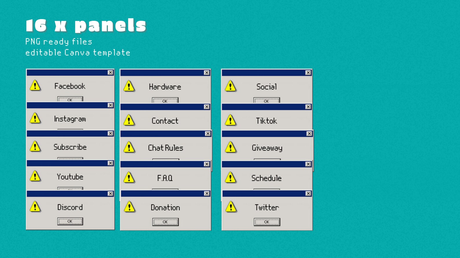 Windows 95 Classic/streaming Graphics Kit Editable Canva - Etsy