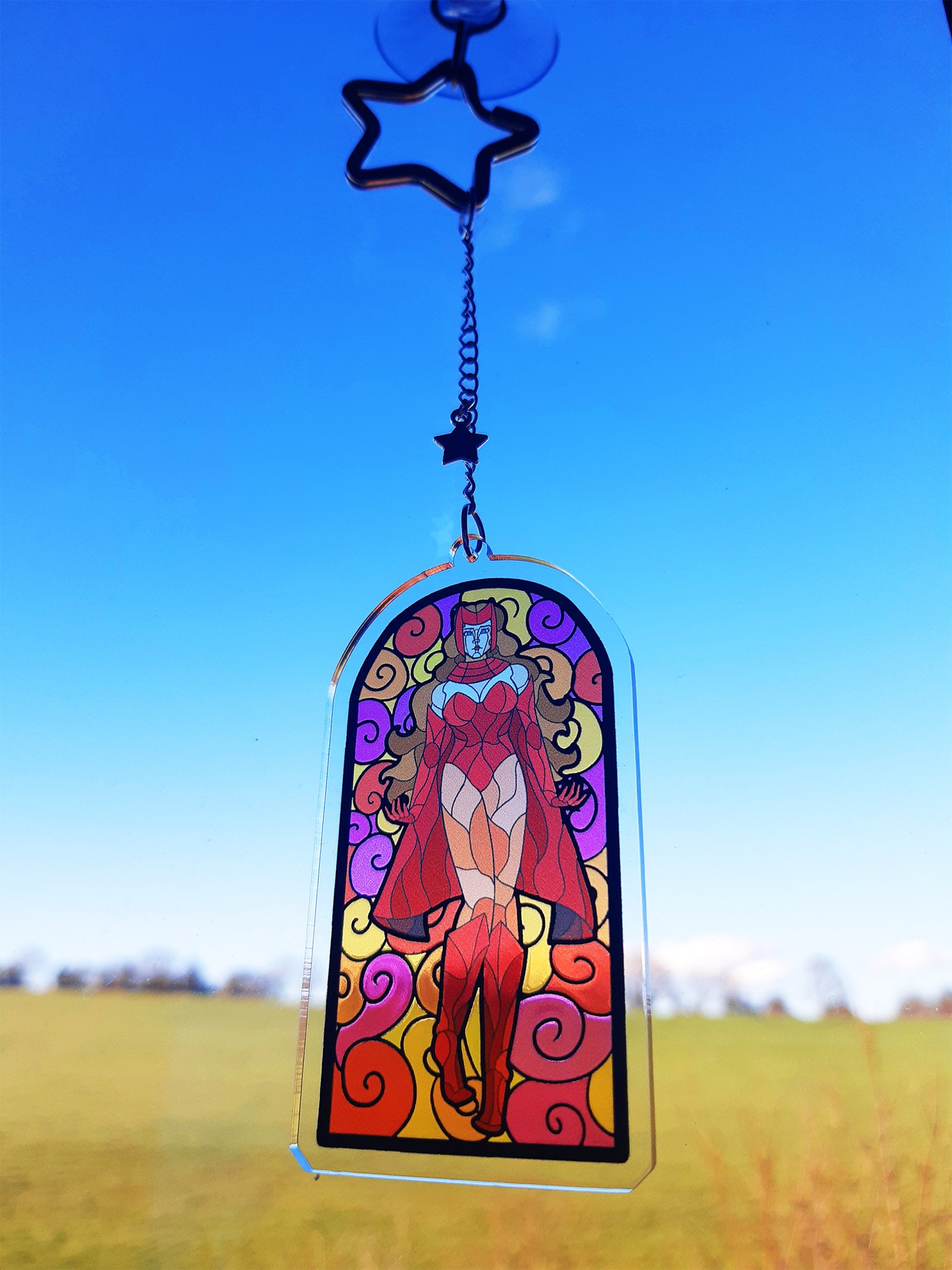 Scarlet Witch Wanda Maximoff Stained Glass Acrylic Charm | Etsy