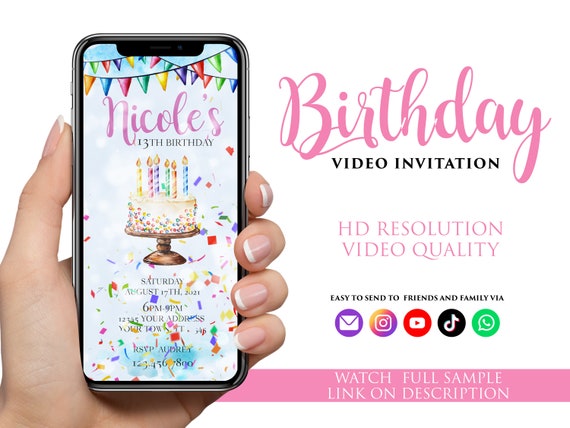 Animated Birthday Video Invitation Digital Invitation - Etsy