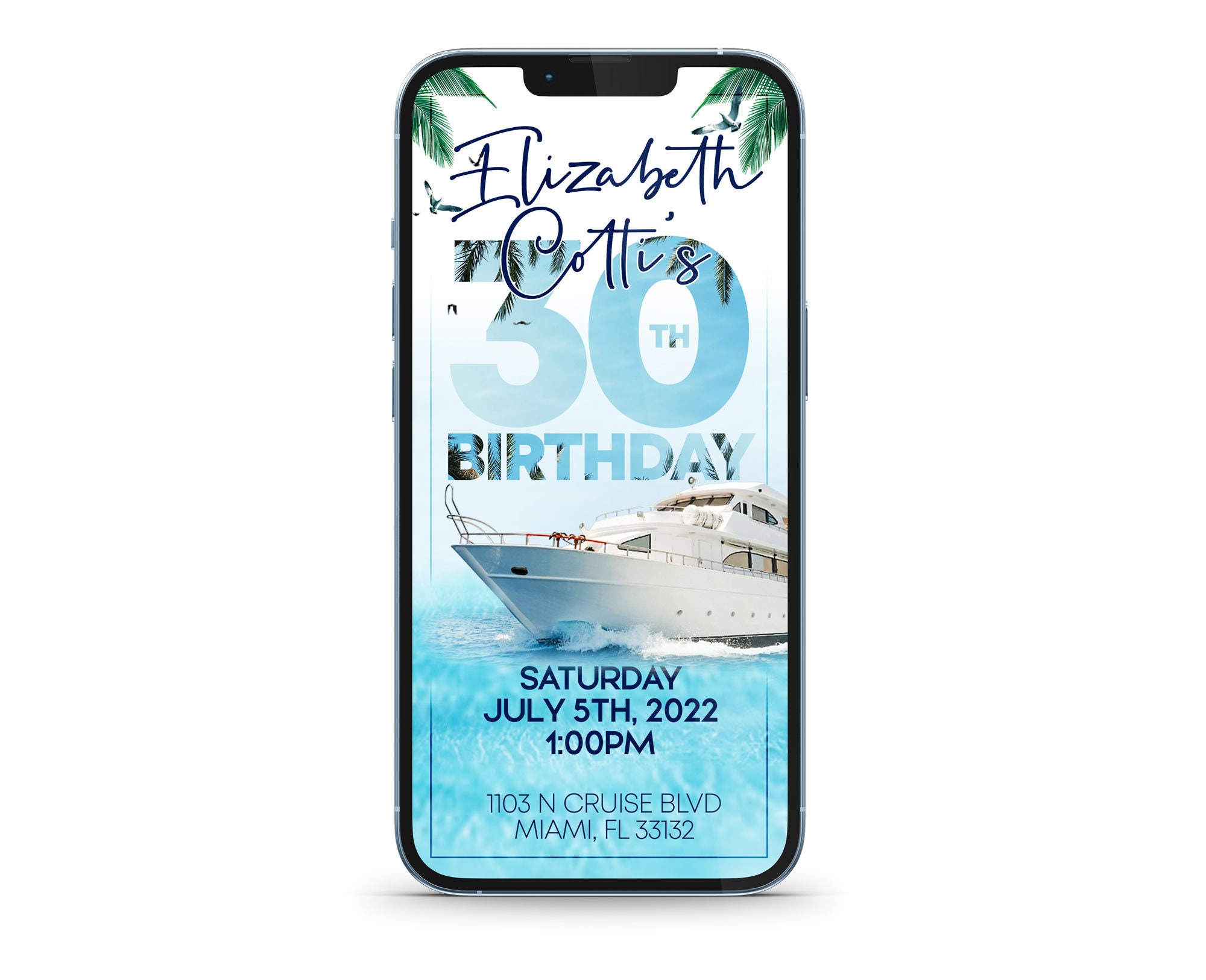 Yacht Party Invite Digital Birthday Invitation Rock the Boat - Etsy