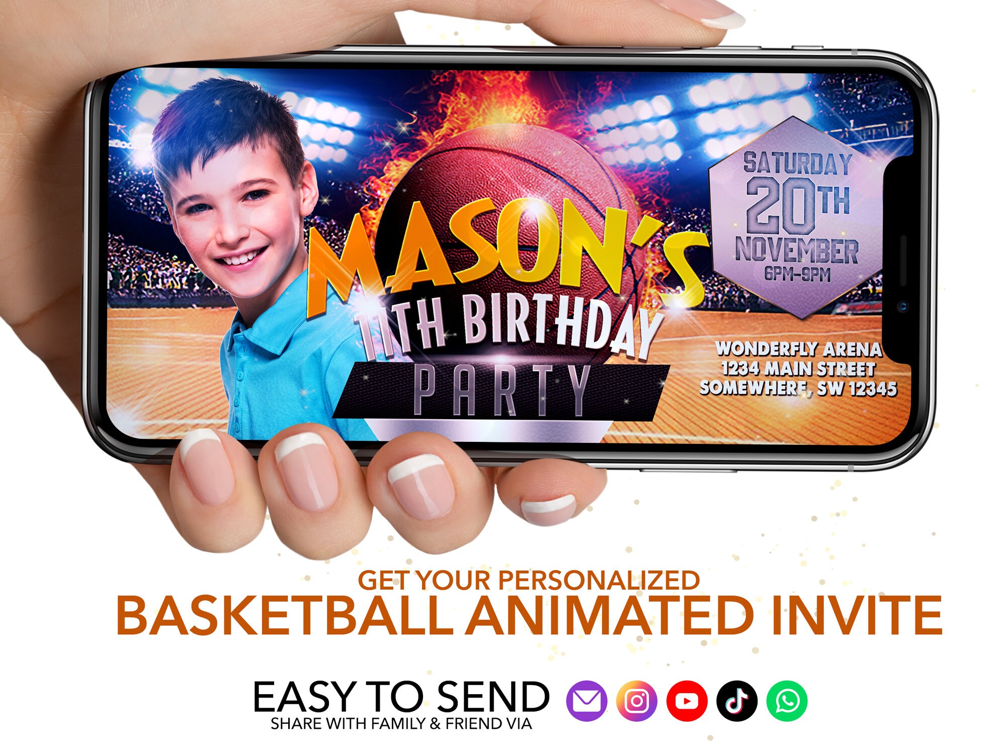 Basketball Video Invitation NBA Animated Invite Personalized Digital ...