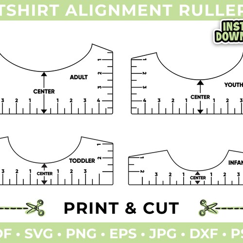 Tshirt Ruler Printable Bundle T-shirt Alignment Tool - Etsy