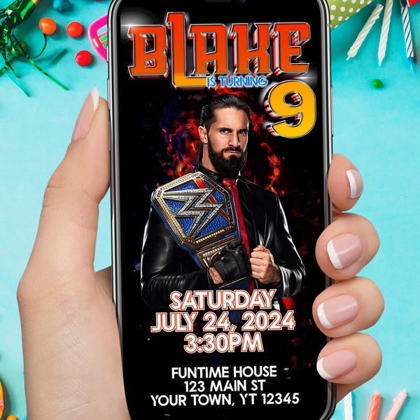 Wwe Birthday Invitations - Etsy