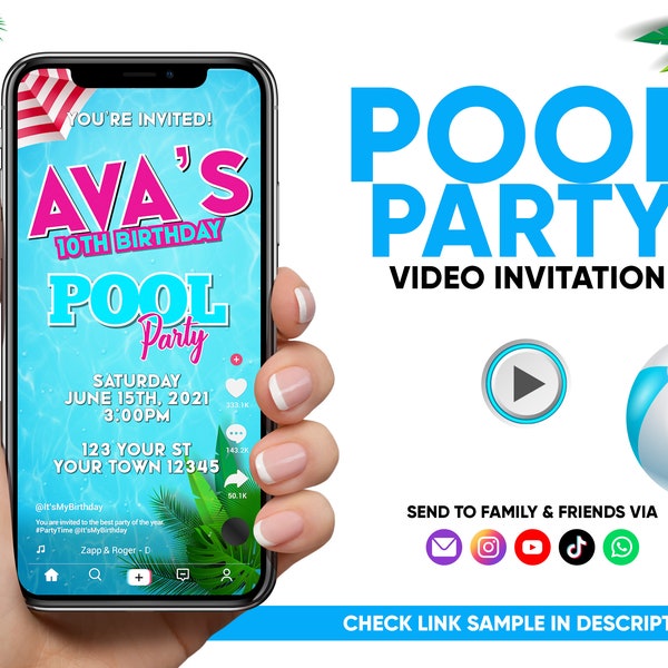 Tiktok Pool Party Invitations - Etsy
