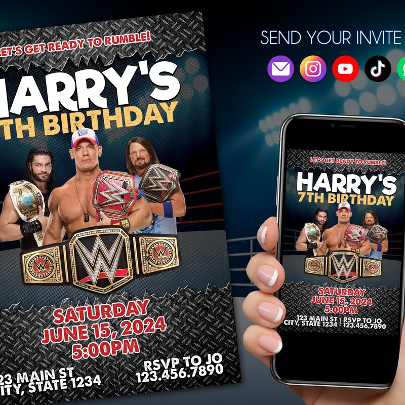 Wwe Birthday Invitations - Etsy