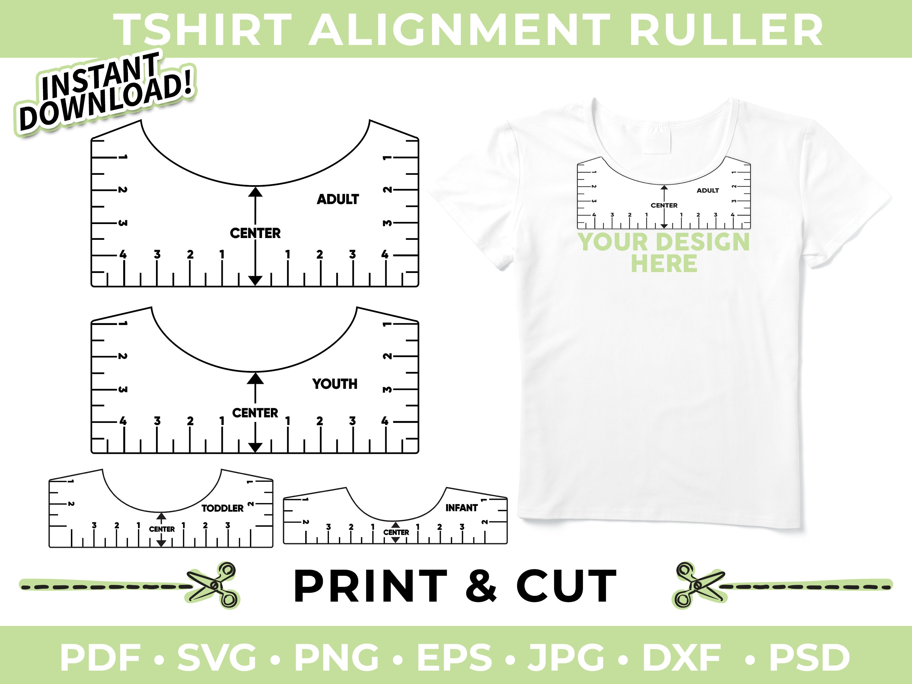 T-shirt Alignment Ruler Print at Home Guide Tool Placement on Shirts ...