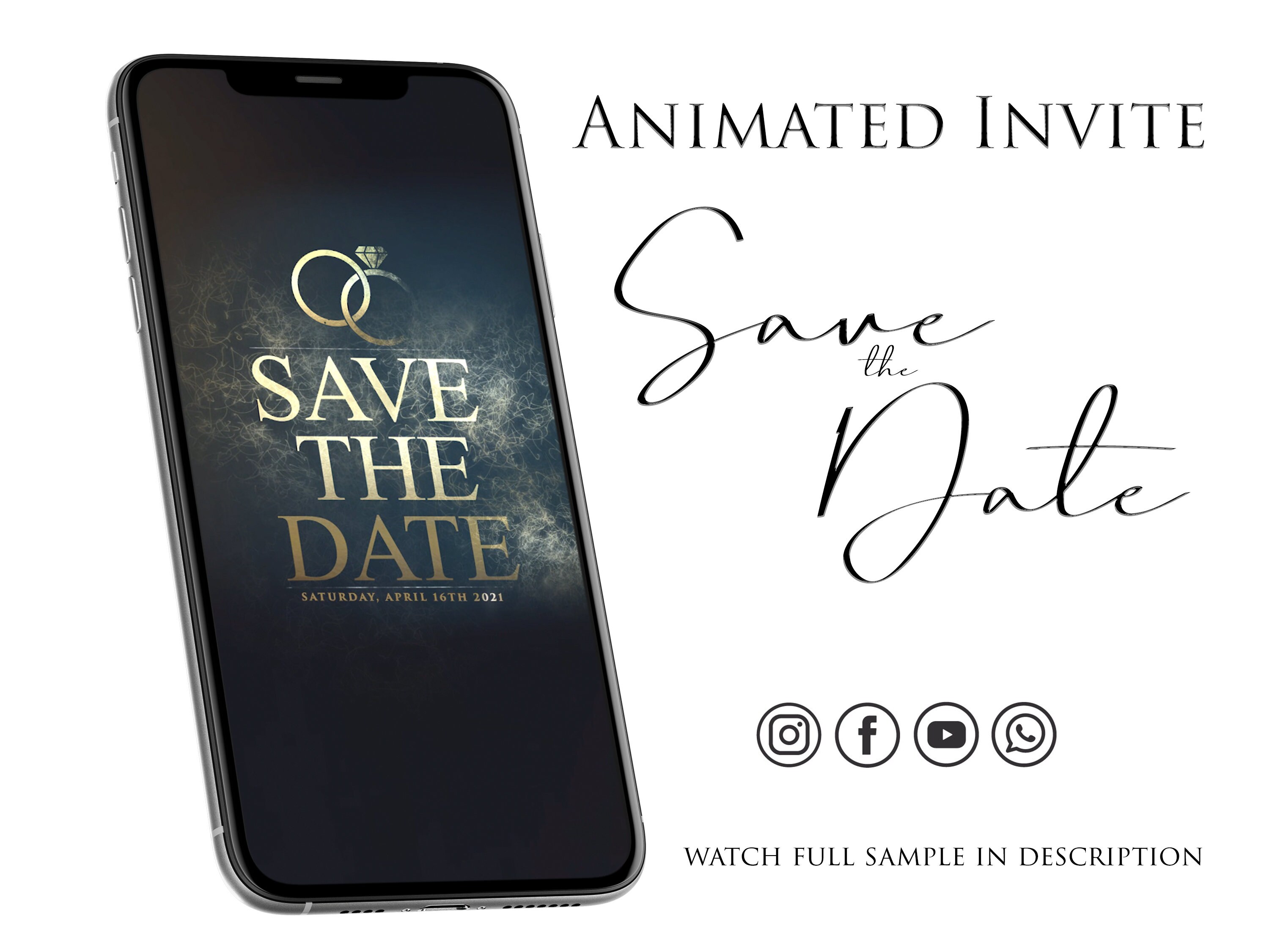 Animated Save The Date Invitation Wedding invite personalised just for ...