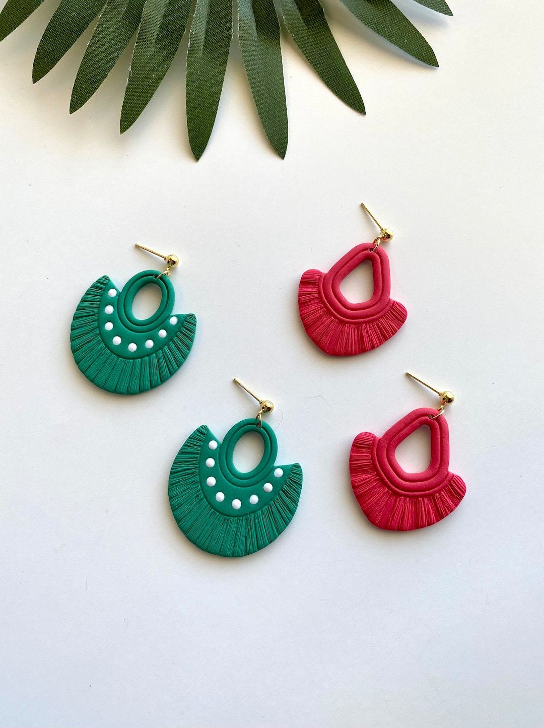 Raffia Style Clay Earrings Summer Earrings Boho Earrings Lightweight ...