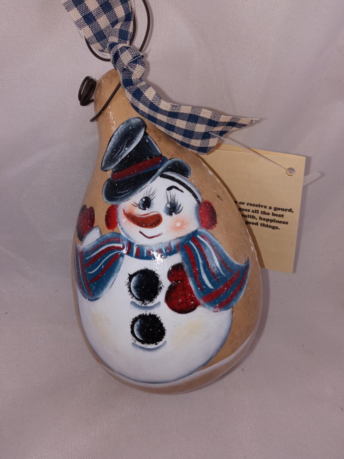 SNOWMAN/TREE ORNAMENT is a Hand Painted Mini Gourd - Etsy