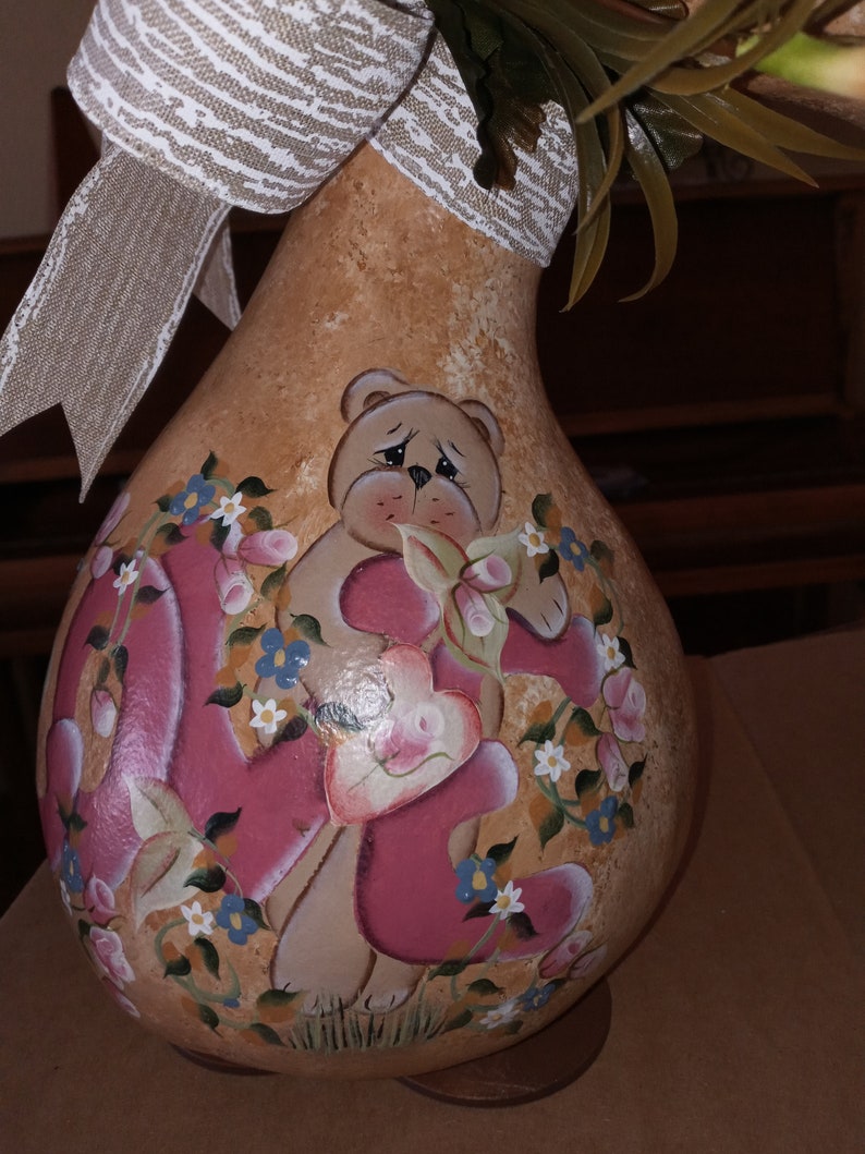 LOVE LETTERS BEAR is a Hand Painted Gourd - Etsy
