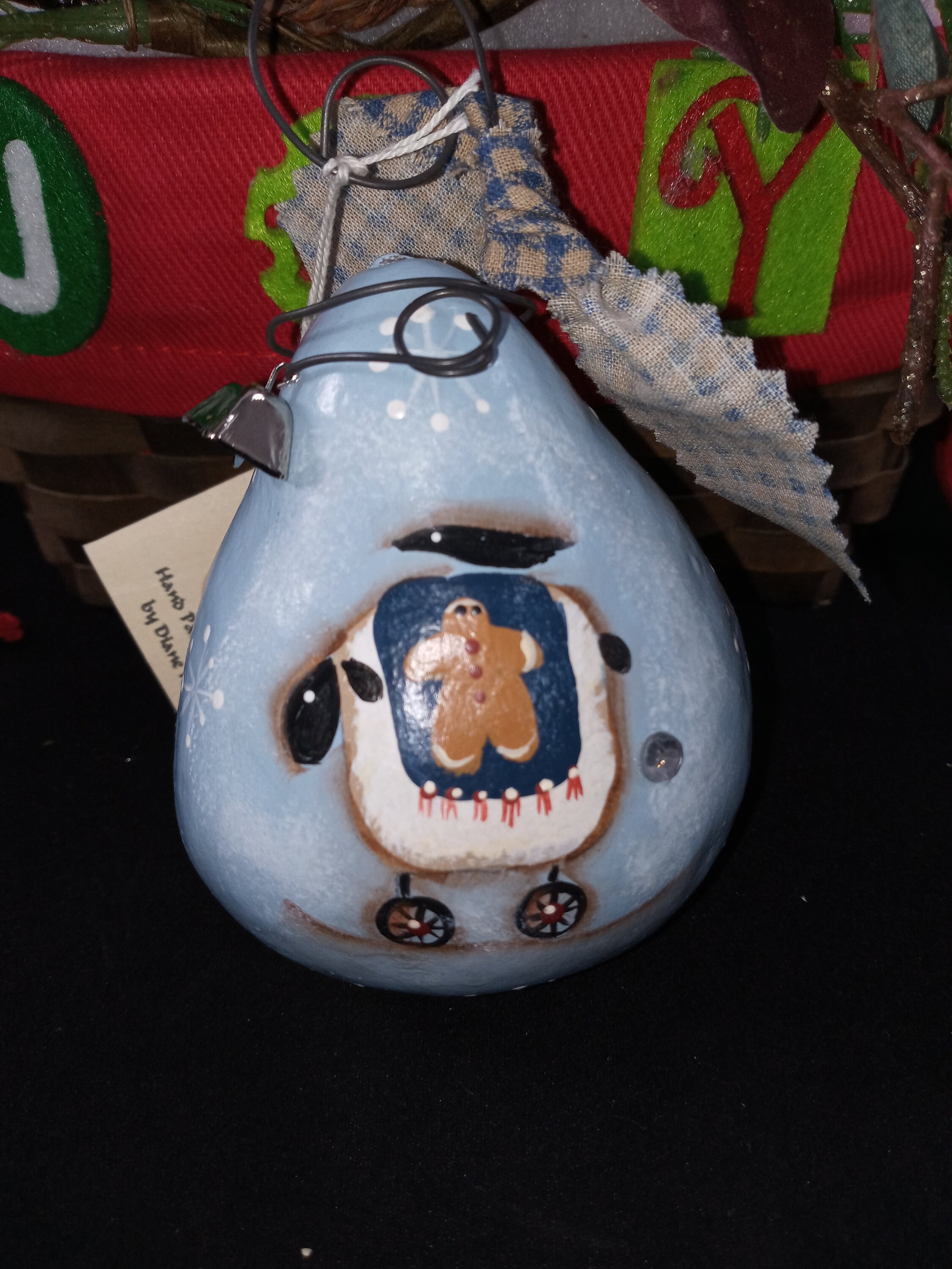 SHEEP ON WHEELS With Crow is a Hand Painted Mini Gourd - Etsy