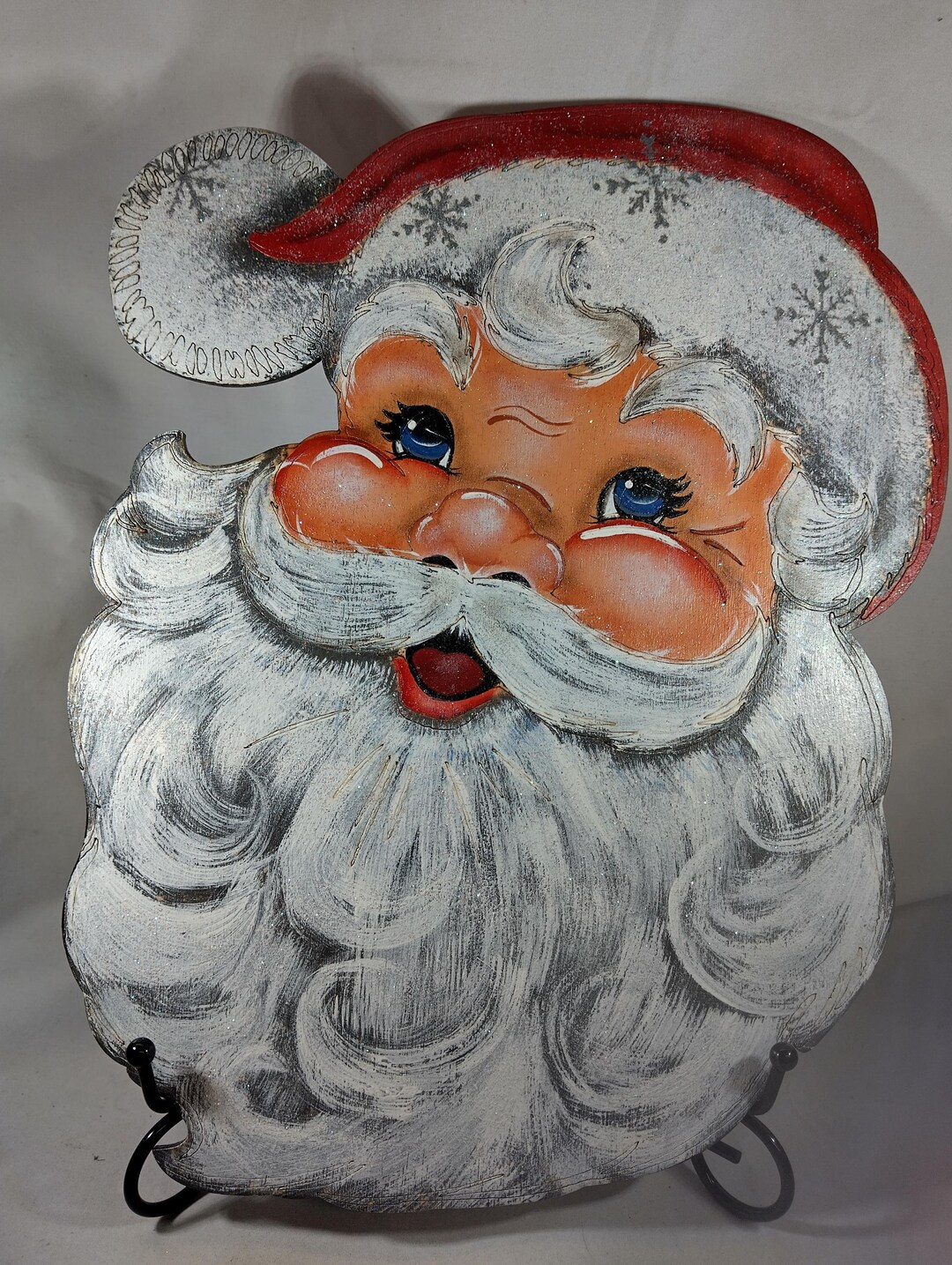 Hand Painted Wooden Santa, Laser Cut Baltic Birch, Easel Included - Etsy