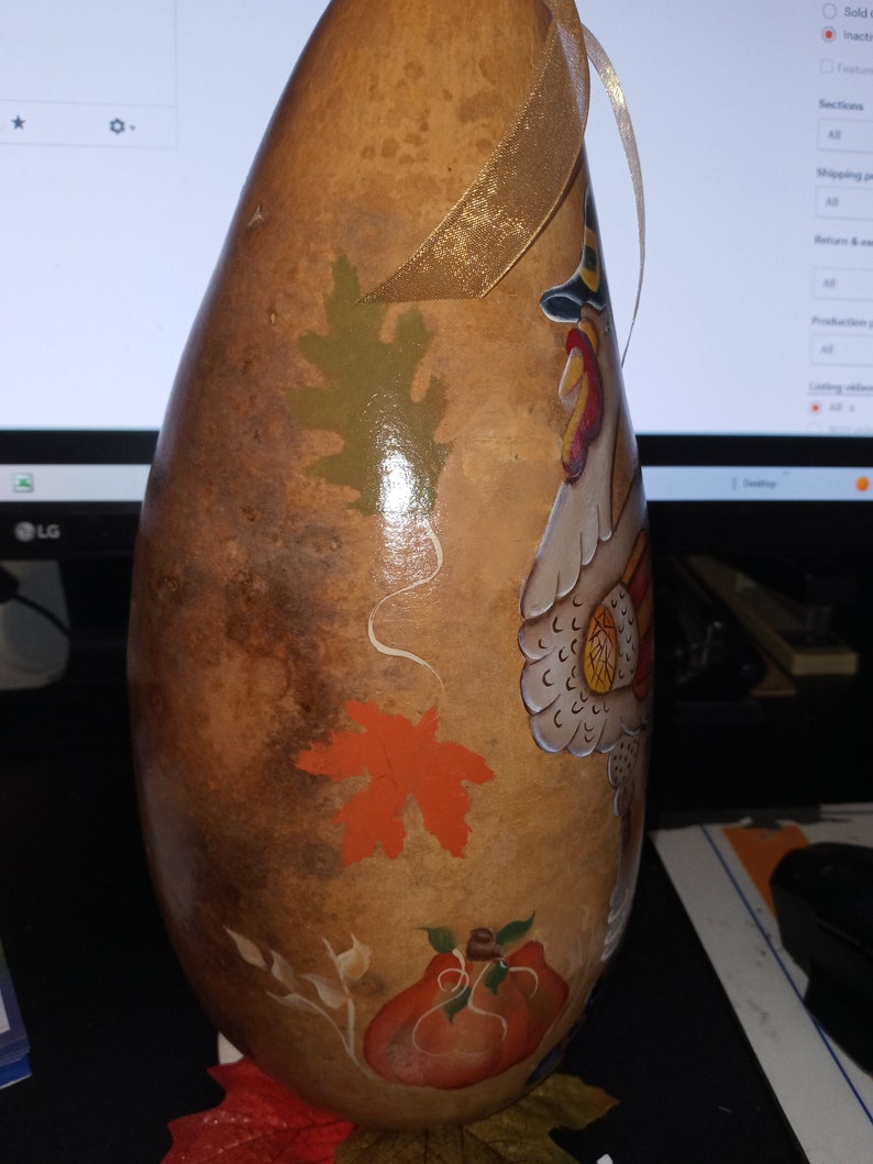 AUTUMN HARVEST TURKEY is a Hand Painted Gourd - Etsy