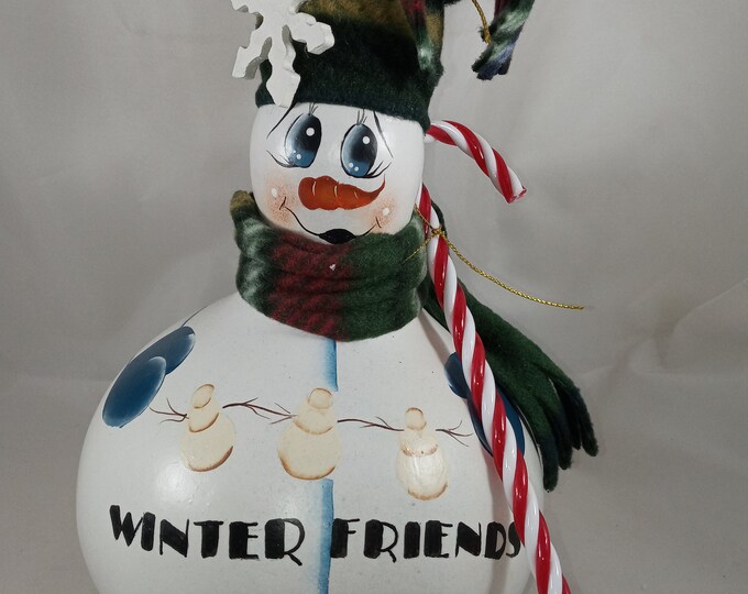WINTER FRIENDS SNOWMAN is a Hand Painted Gourd - Etsy