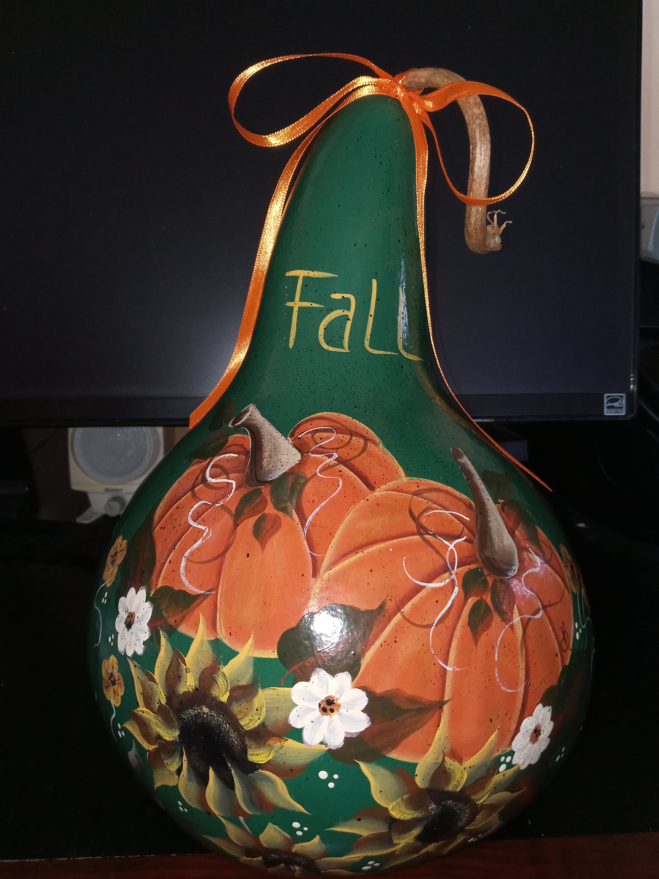 FALL SUNFLOWERS PUMPKINS is a Hand Painted Gourd - Etsy