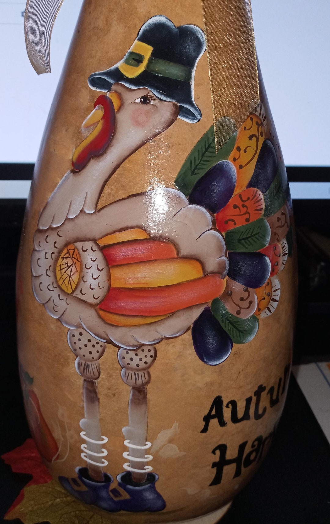 AUTUMN HARVEST TURKEY is a Hand Painted Gourd - Etsy
