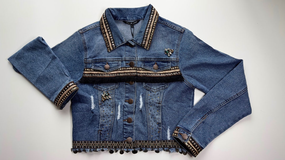 Boho Design VIP Jeans Jacket New and Handmade Patched and Embellished ...