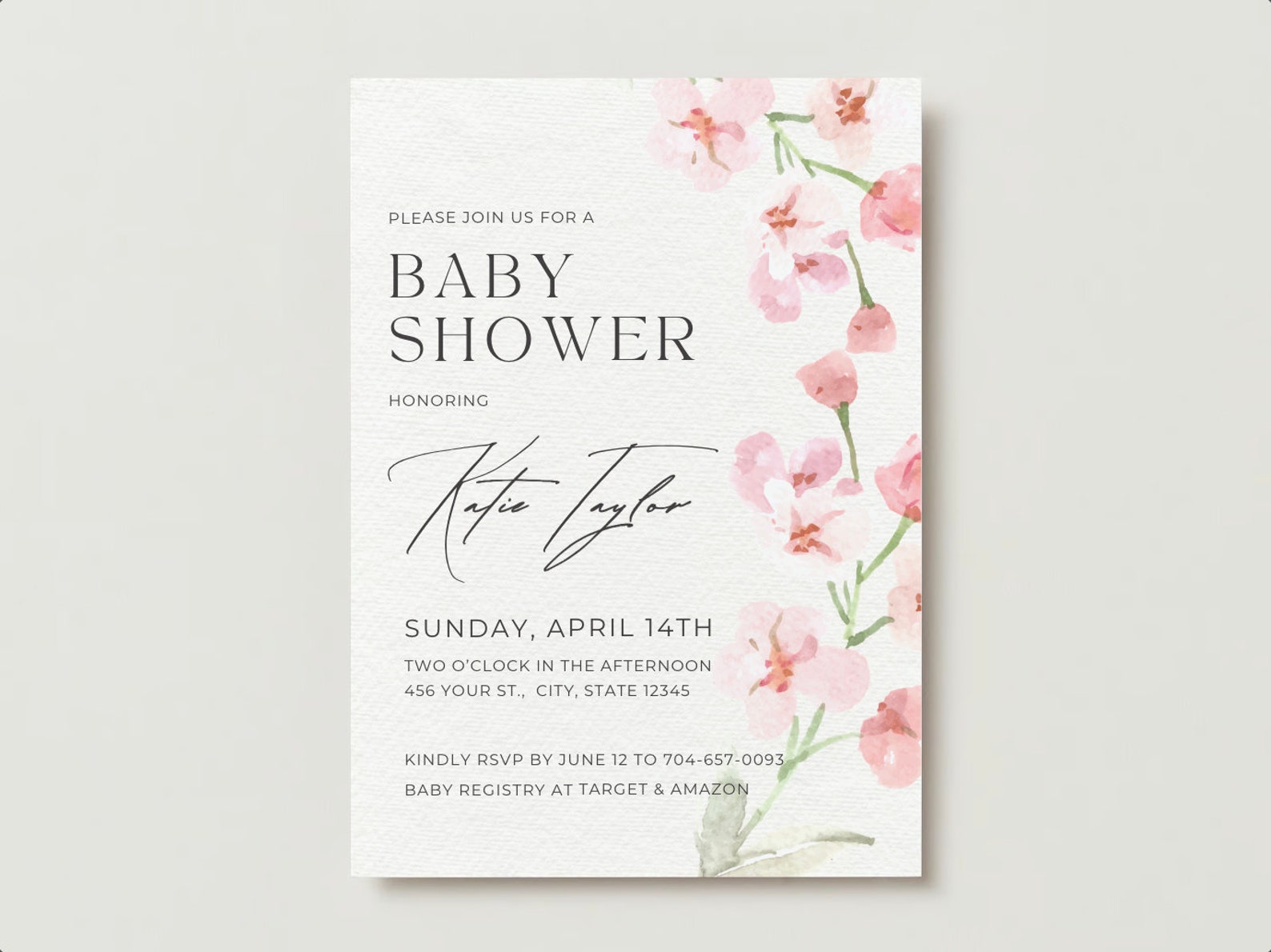 Personalized Baby Shower Invitation Template | Floral | Baby Girl - Etsy