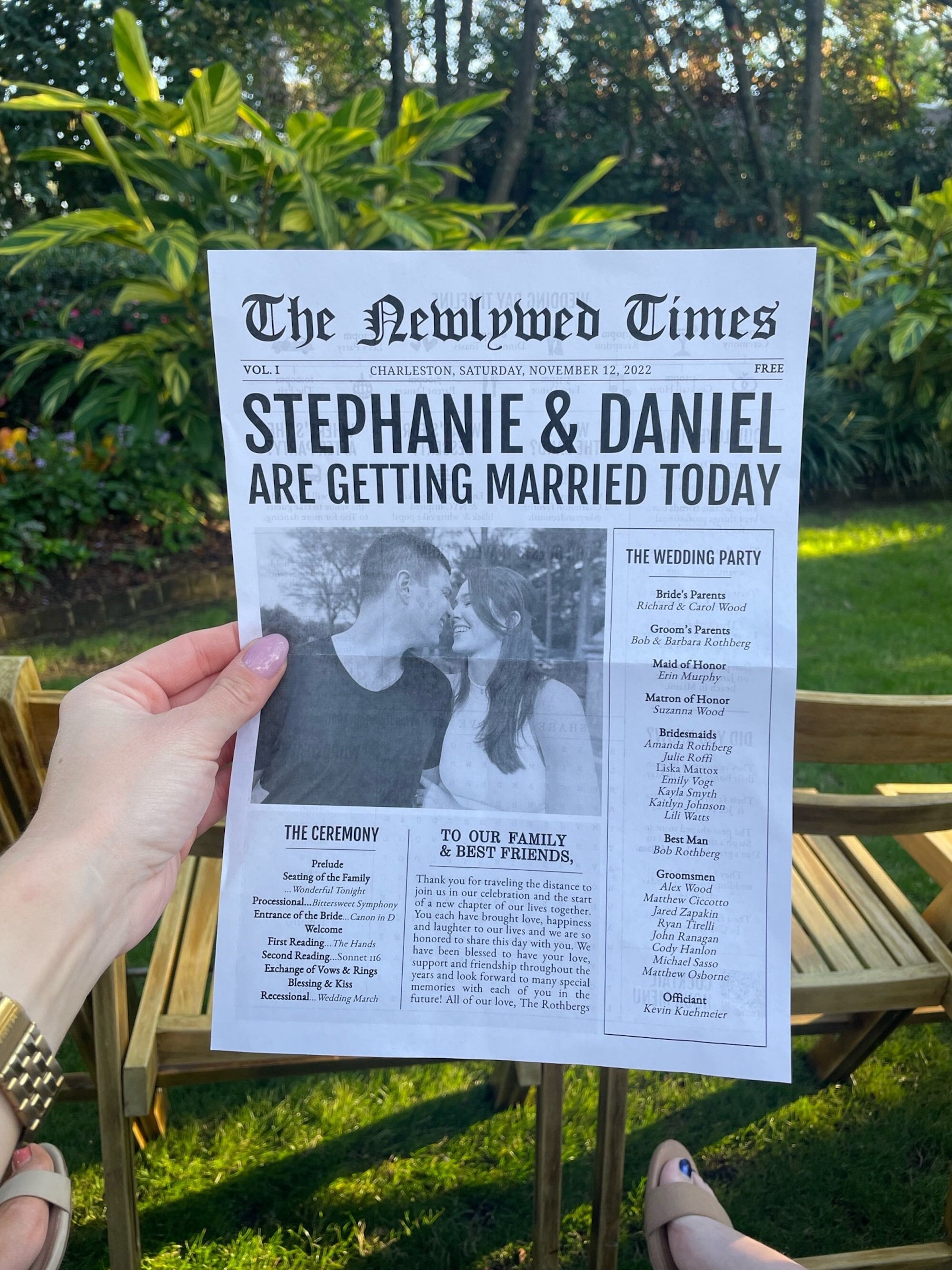 Printed Custom Newspaper Wedding Program Fully Customizable ...