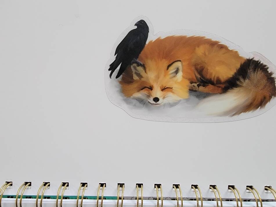 Fox and Raven Clear Vinyl Sticker, Waterproof Decal - Etsy