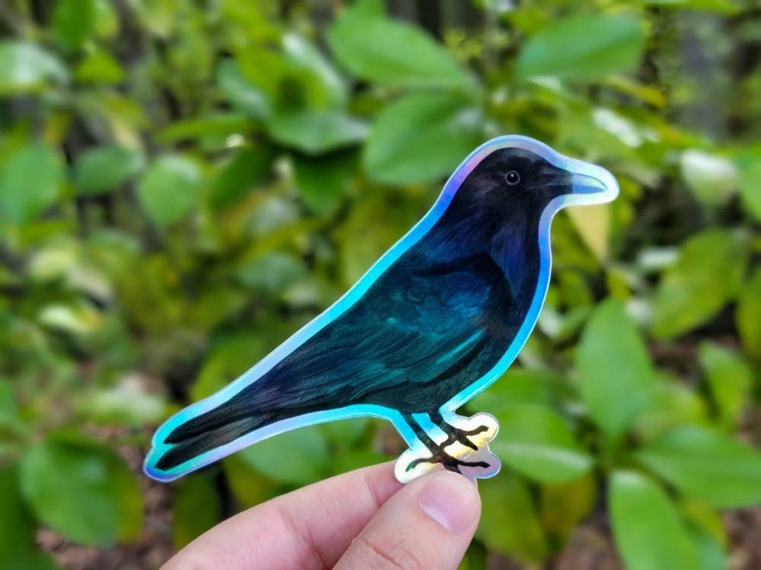 Holographic Crow Sticker, Waterproof Vinyl Raven Decal - Etsy