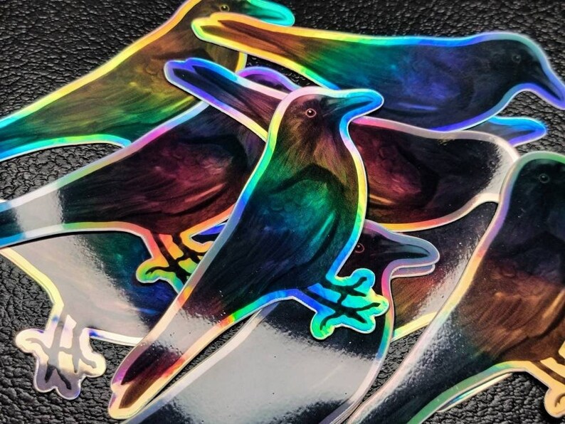 Holographic Crow Sticker Waterproof Vinyl Raven Decal - Etsy