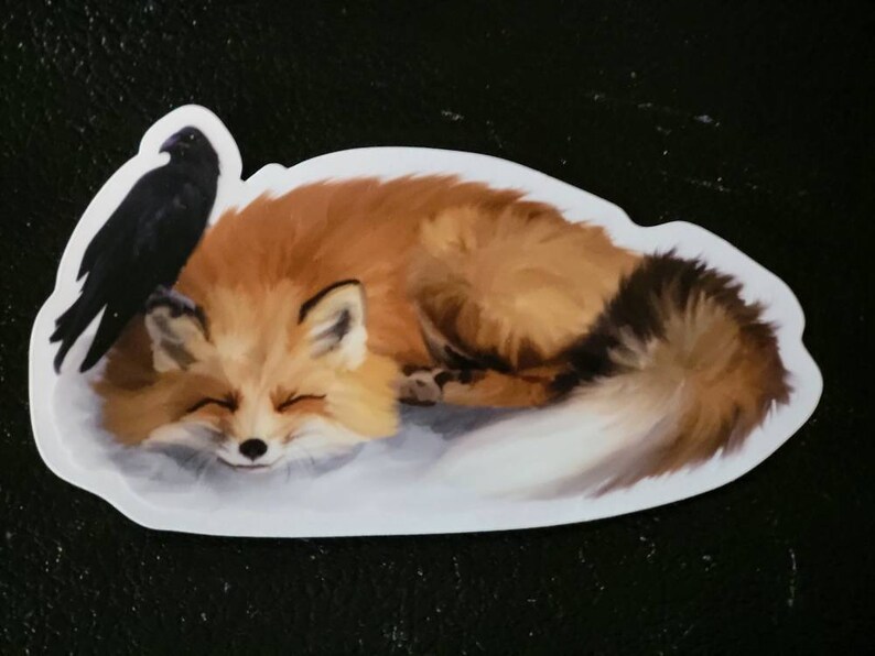 Fox and Raven Clear Vinyl Sticker, Waterproof Decal - Etsy