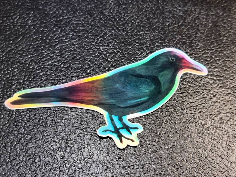 Holographic Crow Sticker Waterproof Vinyl Raven Decal - Etsy
