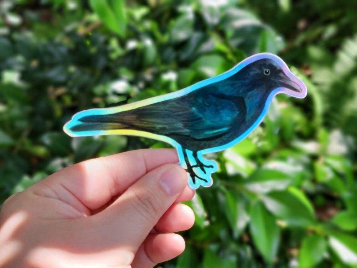 Holographic Crow Sticker Waterproof Vinyl Raven Decal - Etsy