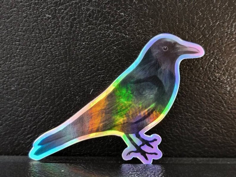 Holographic Crow Sticker Waterproof Vinyl Raven Decal - Etsy