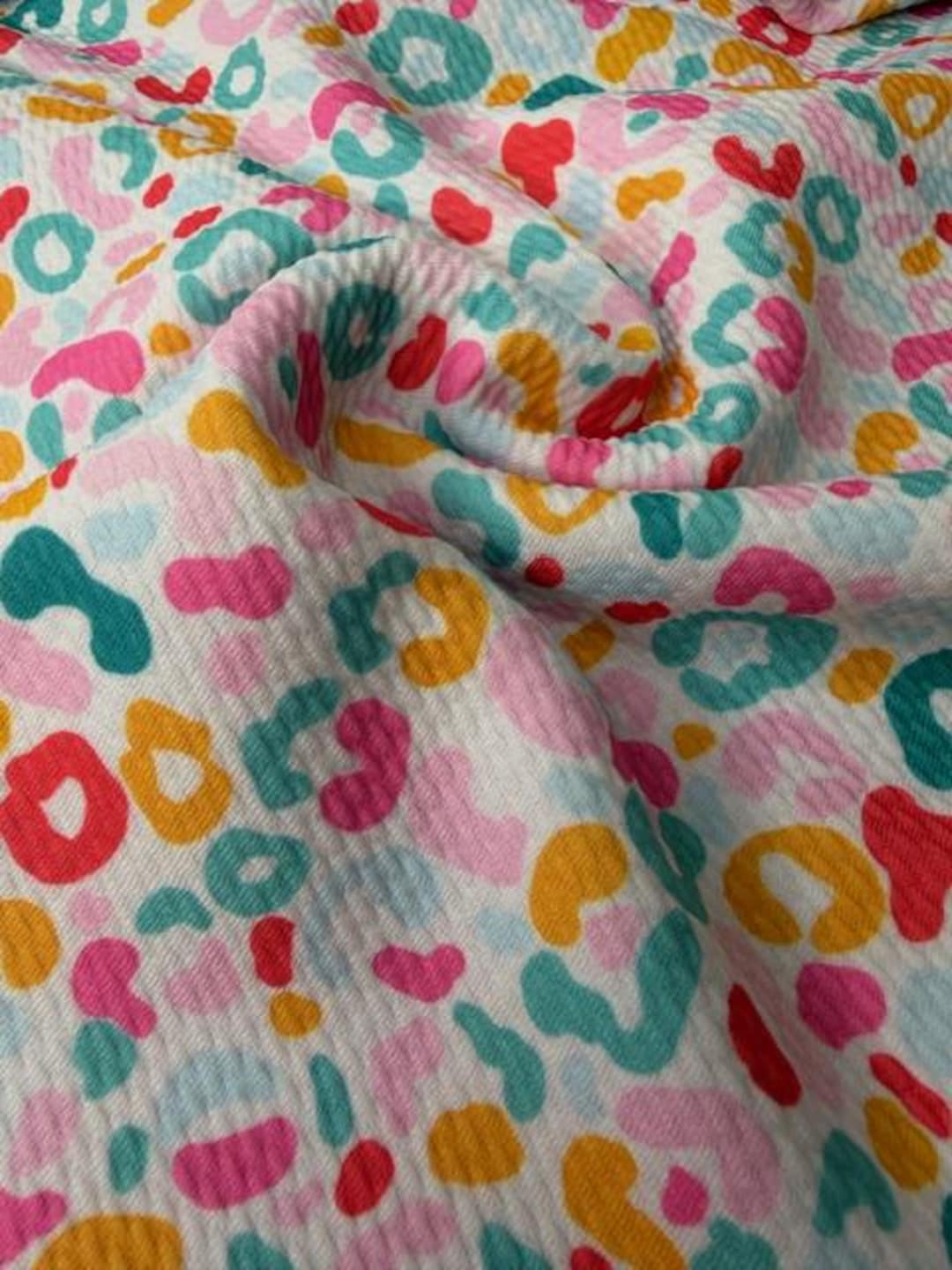 Colorful Leopard Bullet Fabric, Bullet Knit Textured Fabric, Great for ...