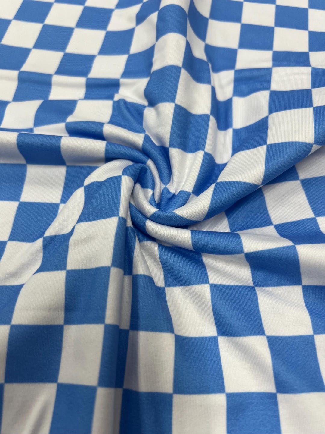 Bright Blue Checkered DBP Knit Fabric: 4-way Stretch - Etsy