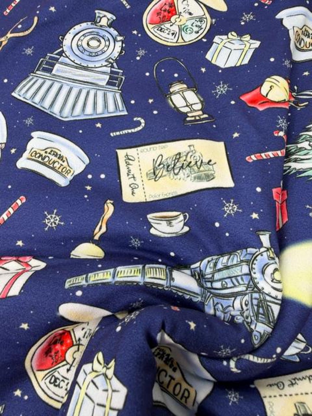 Magical Express Train DBP Fabric by the Yard | Double Brushed Poly ...