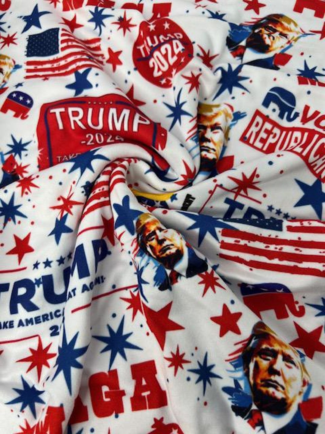 Trump MAGA Printed on DBP Knit Fabric, Fabric by the Yard, 4-way ...